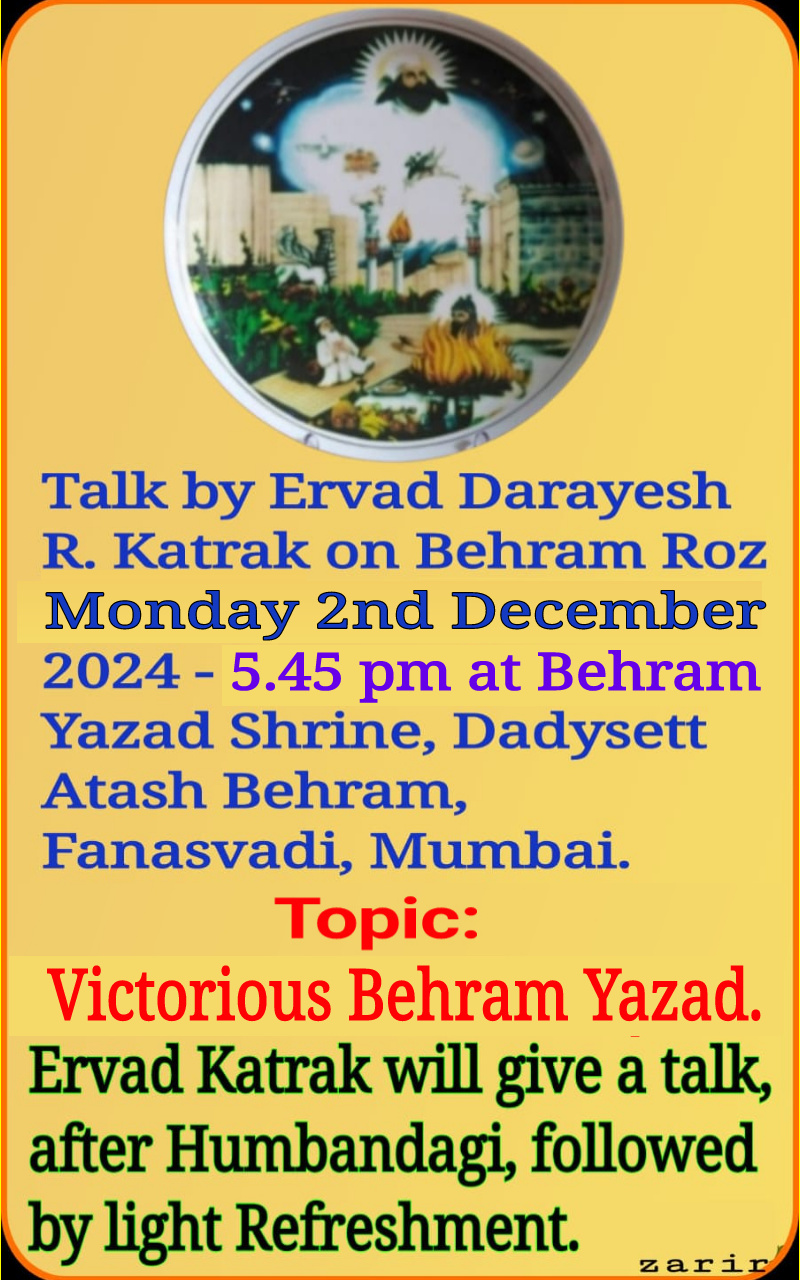 Talk - Victorious Behram Yazad - Darayesh Katrak - Zoroastrians.net